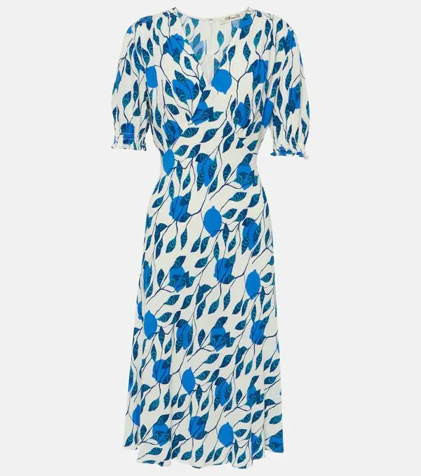 Diane Von Furstenberg Jemma Printed Crepe Midi Dress - Blue