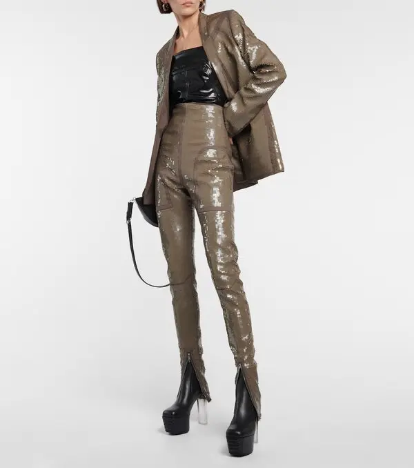 Rick Owens Dirt Waist Embellished Leggings