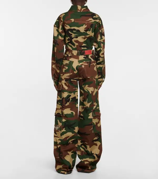 Alessandra Rich Camouflage Cotton Cargo Pants