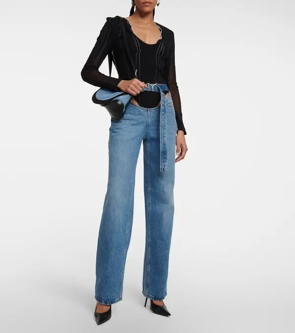 Y/project Trimmed Bodysuit - Black