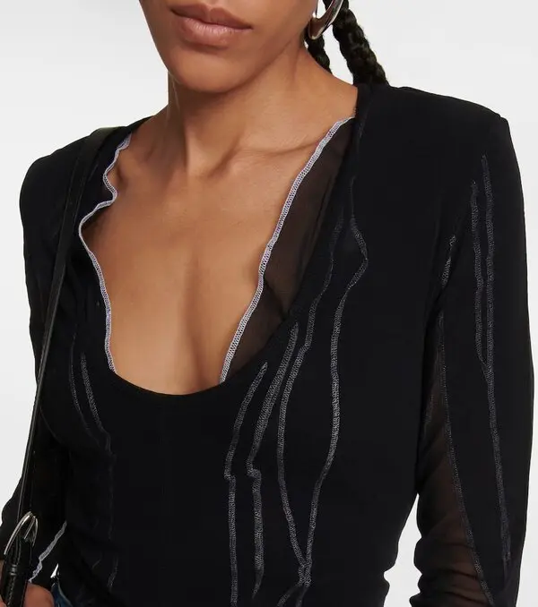 Y/project Trimmed Bodysuit - Black