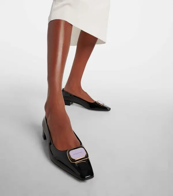 FERRAGAMO Venera Patent Leather Ballet Flats - Black