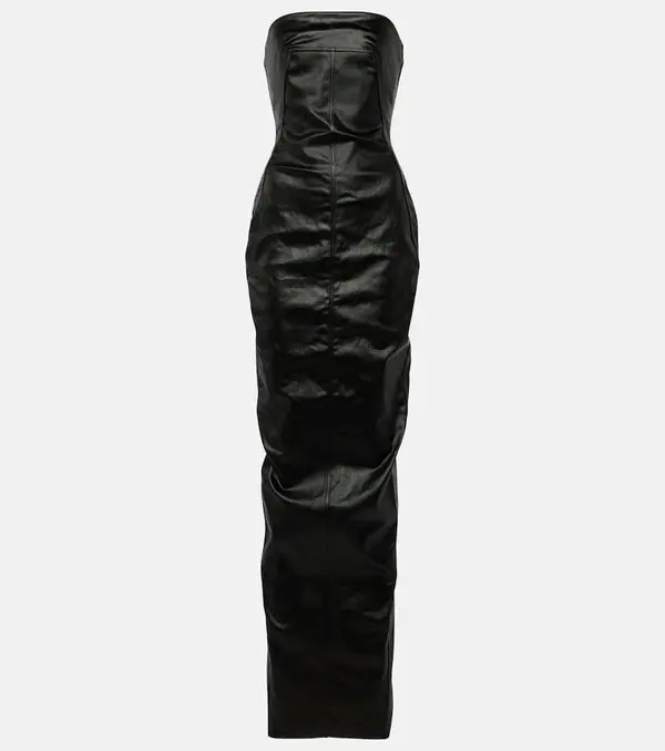 Rick Owens Bustier-detail Denim Gown - Black