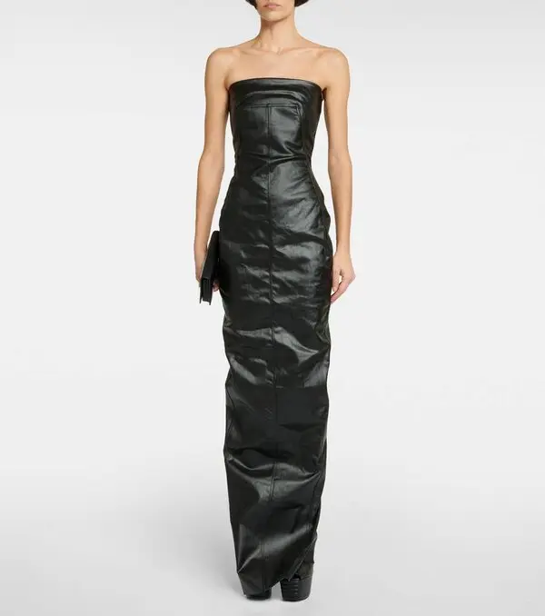 Rick Owens Bustier-detail Denim Gown - Black