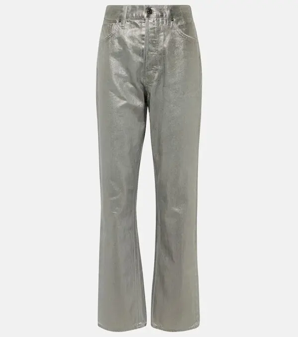 Veronica Beard Daniela Metallic High-rise Straight Jeans
