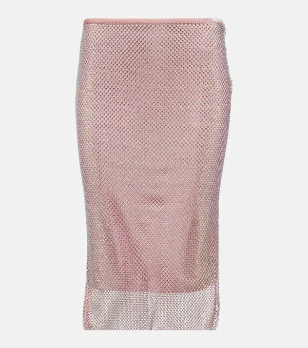 Sportmax Fishnet Embellished Midi Skirt
