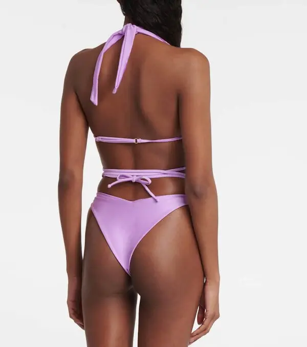 SAME Pierced Wrap Bikini Top - Purple
