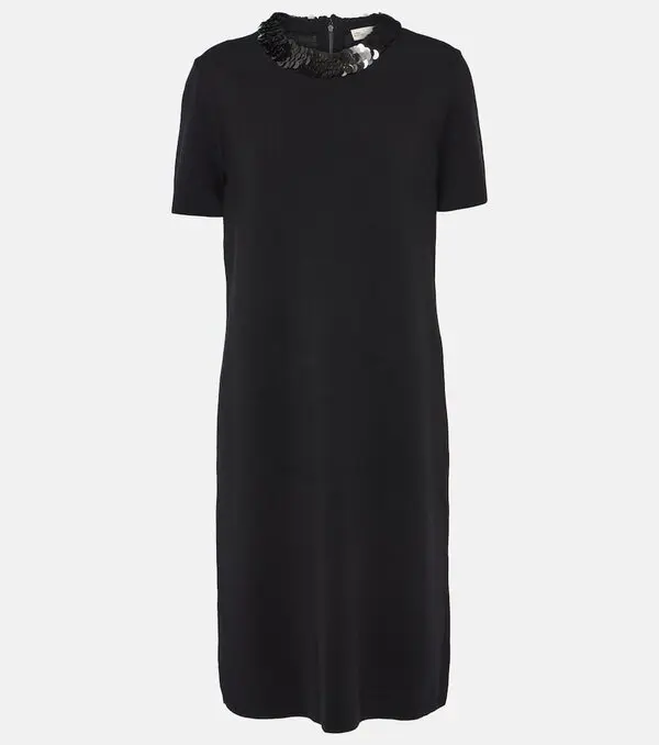 Tory Burch Sequined Wool-blend Midi Dress