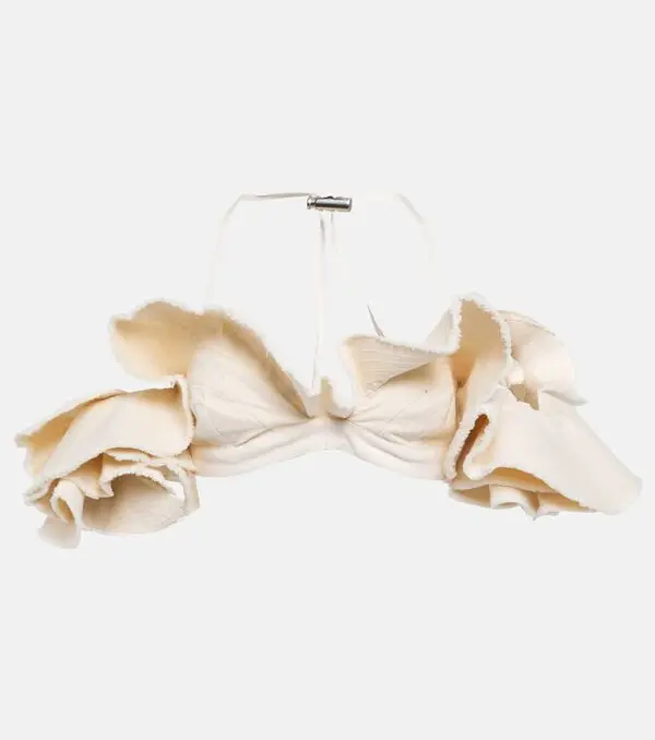 Jacquemus La Brassiere Artichaut Cotton Crop Top - White