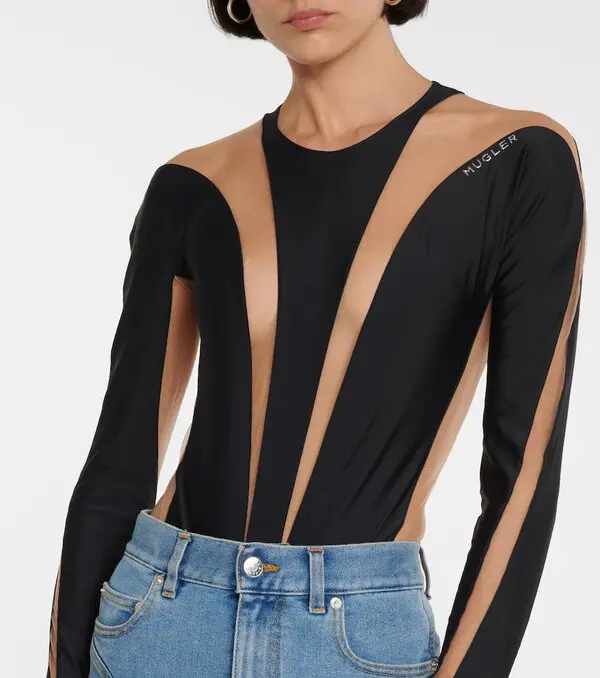 MUGLER Paneled Bodysuit