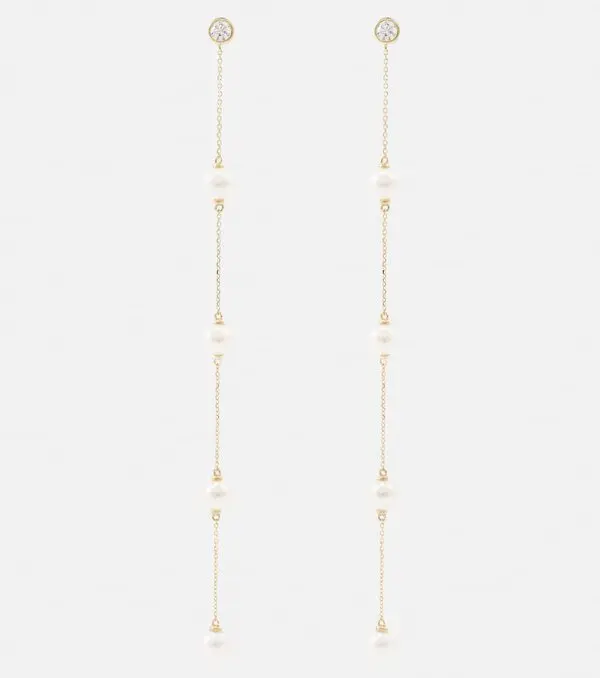 Mateo 14kt Yellow Earrings With Diamonds And Pearls - Gold
