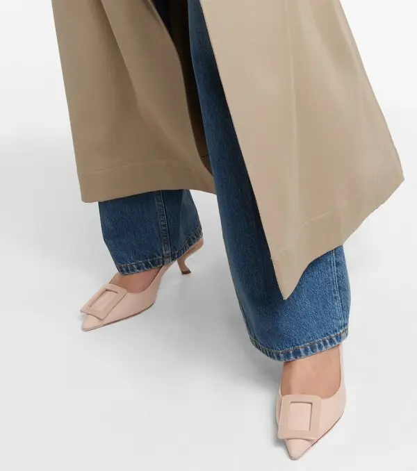 ROGER VIVIER Virgule Leather Slingback Pumps - Beige