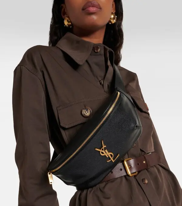 Saint Laurent Classic Monogram Leather Belt Bag - Black