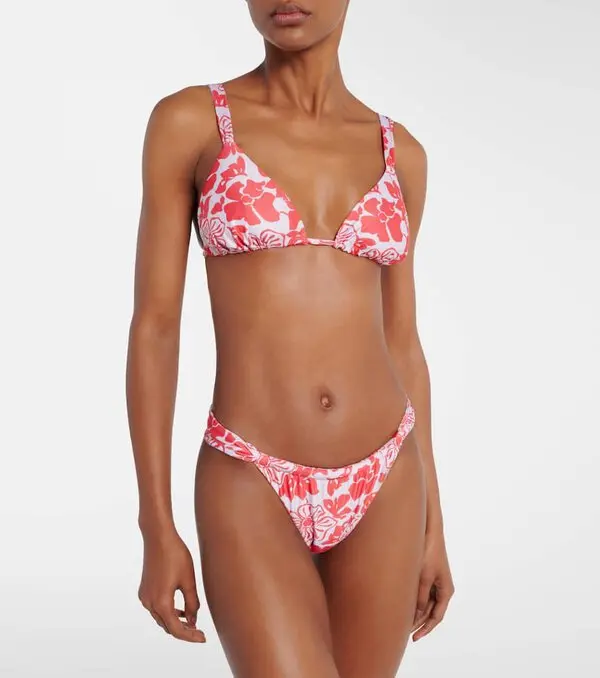 Faithfull The Brand Mary Floral Bikini Top - Red