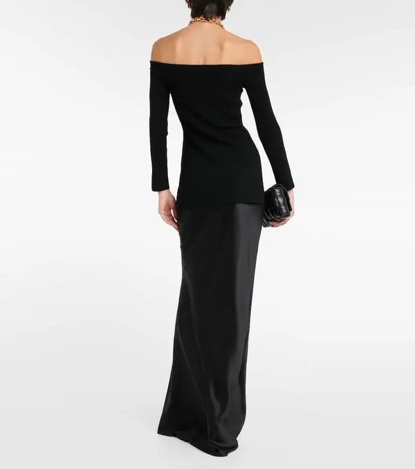 Veronica Beard Derick Ribbed-knit Off-shoulder Sweater