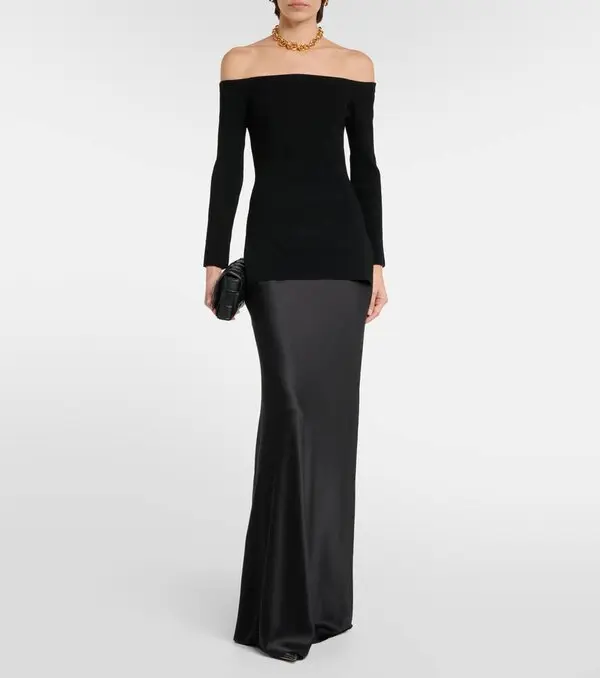 Veronica Beard Derick Ribbed-knit Off-shoulder Sweater