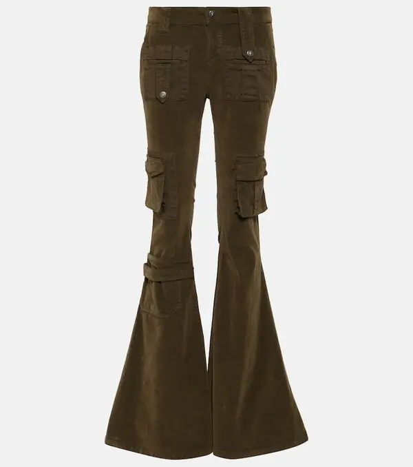 Blumarine Low-rise Flared Cargo Pants - Green