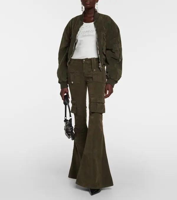 Blumarine Low-rise Flared Cargo Pants - Green