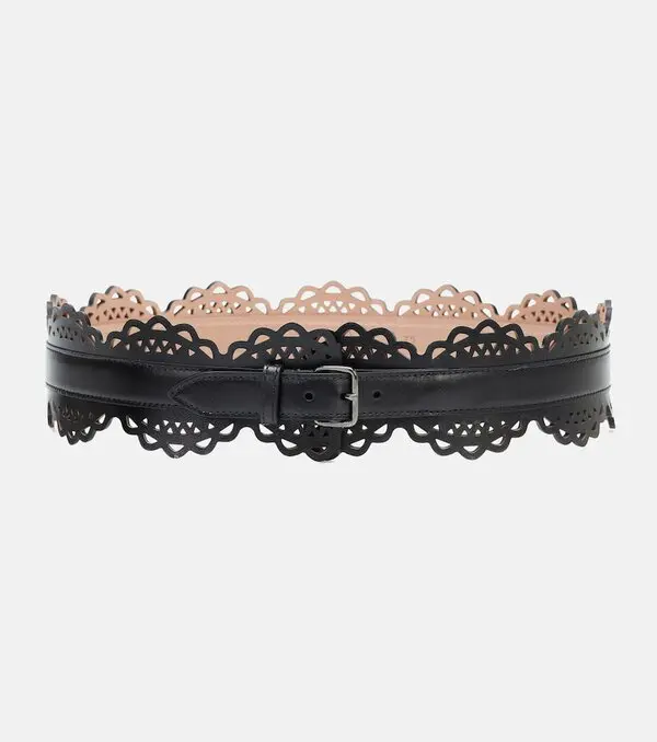 Alaïa Laser-cut Leather Waist Belt - Black
