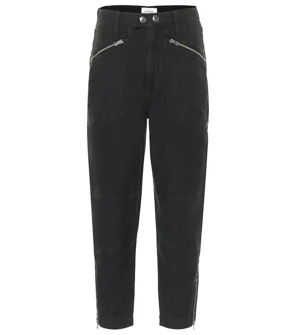 FRAME Moto Zip High-rise Straight Jeans