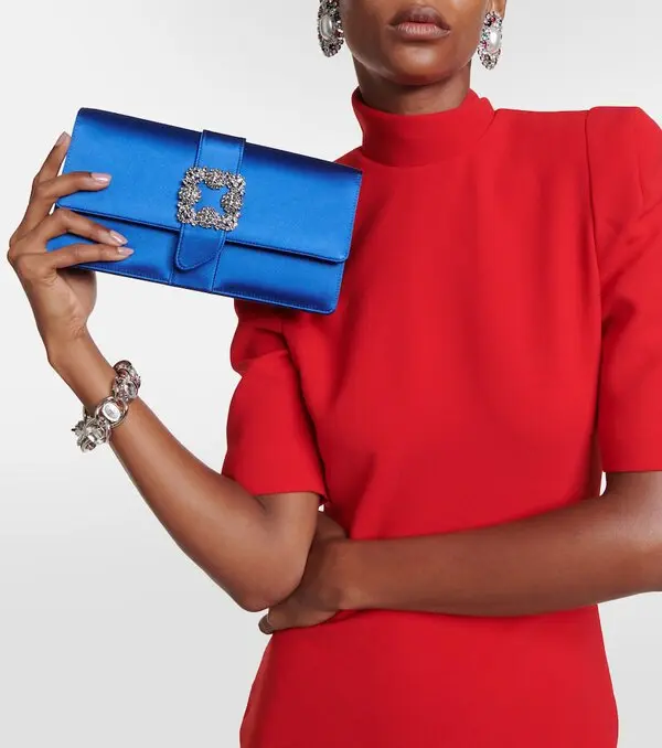 Manolo Blahnik Capri Embellished Clutch - Blue