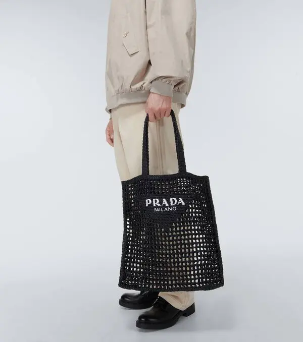 Prada Logo Crochet Tote Bag