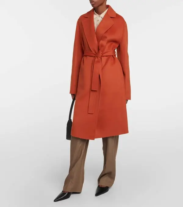 JOSEPH Cenda Wool And Cashmere Wrap Coat - Orange
