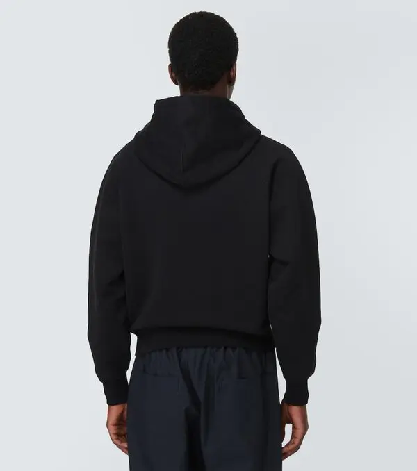 AMI Paris De Cour Cotton Jersey Zip-up Hoodie - Black