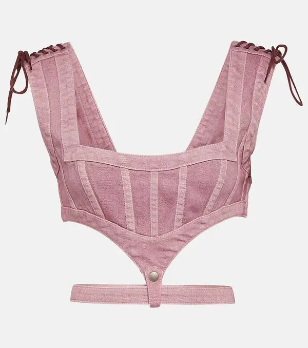 JEAN PAUL GAULTIER X Knwls Cutout Denim Corset Top - Purple