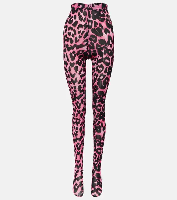 Alex Perry Cadie Leopard-print Tights - Multicoloured