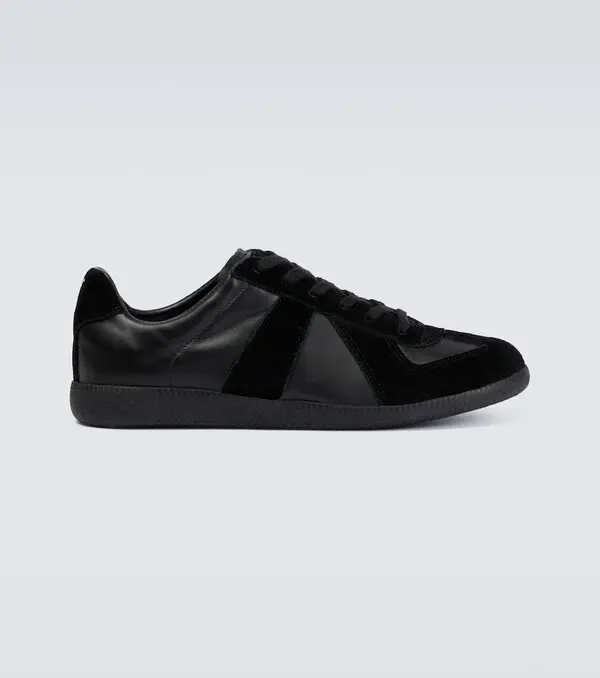MAISON MARGIELA Replica Leather And Suede Sneakers - Black