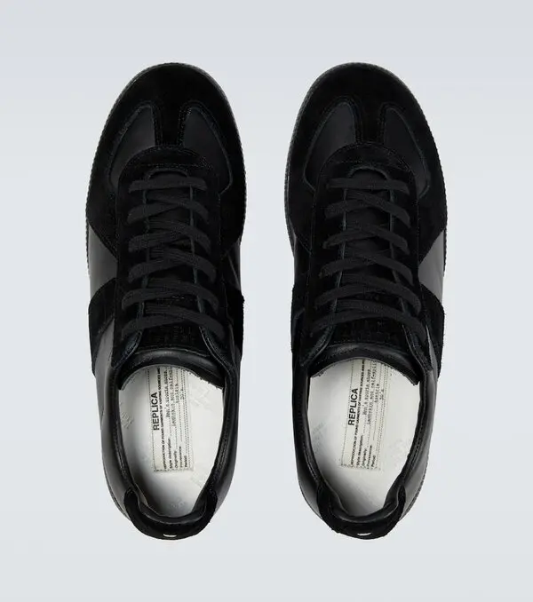 MAISON MARGIELA Replica Leather And Suede Sneakers - Black