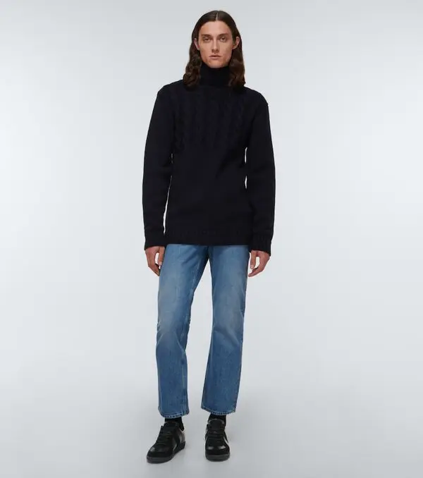 MAISON MARGIELA Replica Leather And Suede Sneakers - Black