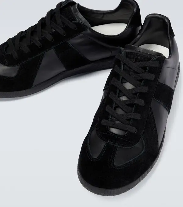 MAISON MARGIELA Replica Leather And Suede Sneakers - Black