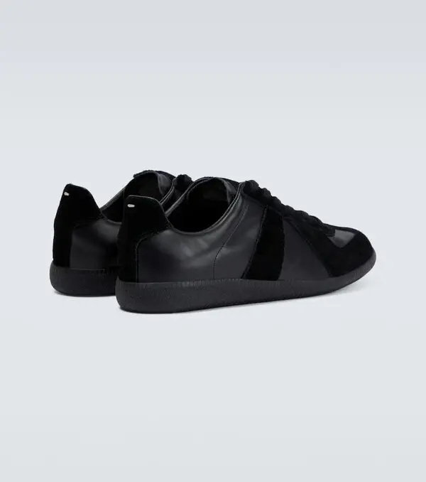 MAISON MARGIELA Replica Leather And Suede Sneakers - Black