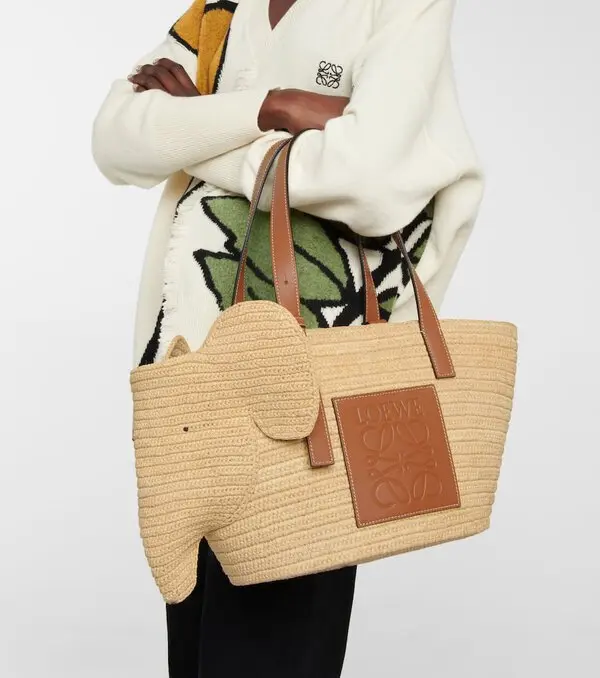 Loewe Elephant Basket Raffia Tote