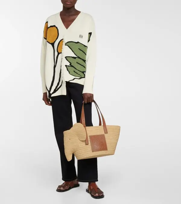 Loewe Elephant Basket Raffia Tote