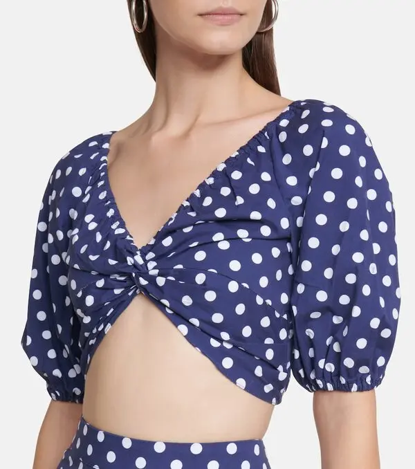 Caroline Constas Rhys Polka-dot Crop Top