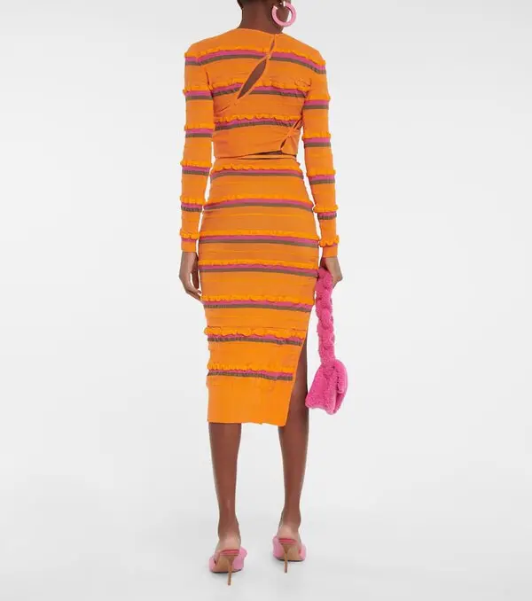 Jacquemus La Jupe Maille Concha Midi Skirt - Orange