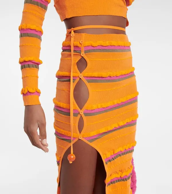 Jacquemus La Jupe Maille Concha Midi Skirt - Orange
