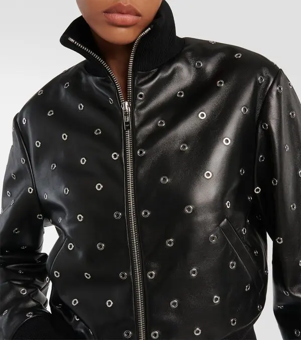 Alaïa Studded Leather Bomber Jacket
