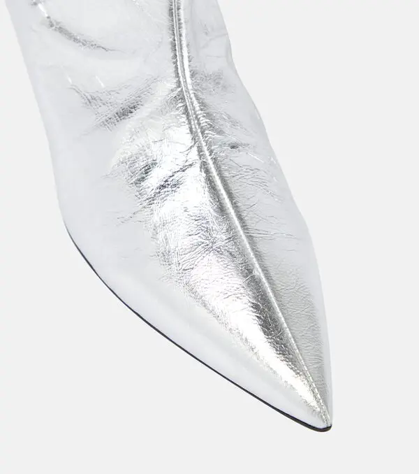 JIL SANDER Metallic Leather Ankle Boots - Silver