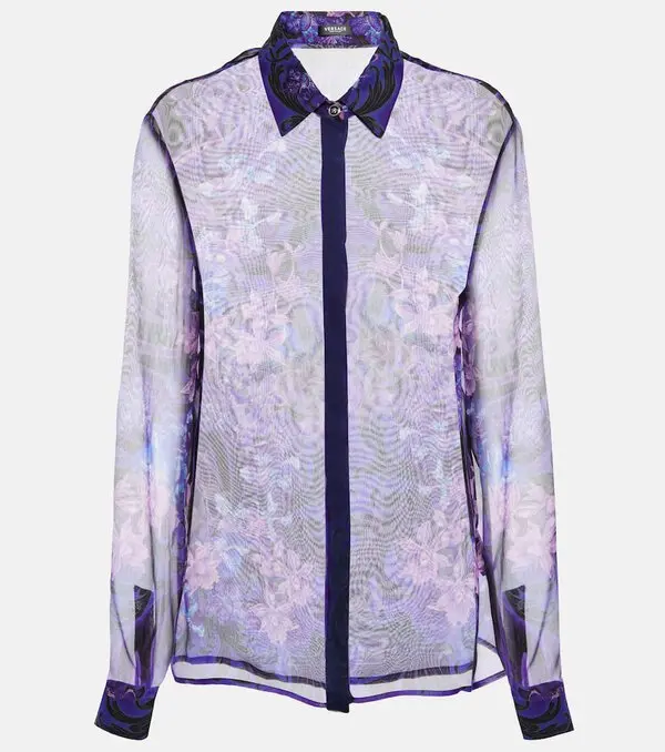 Versace Floral Silk Chiffon Shirt