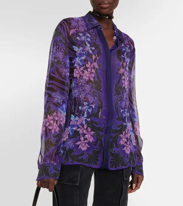 Versace Floral Silk Chiffon Shirt