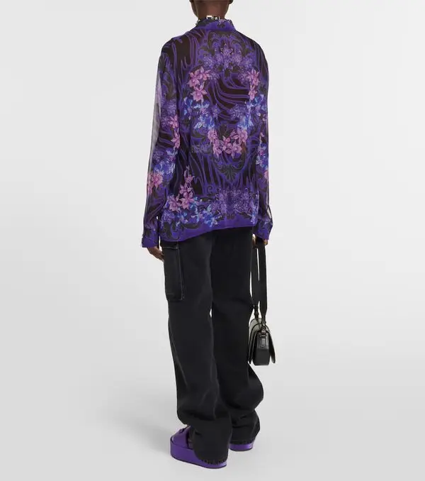 Versace Floral Silk Chiffon Shirt