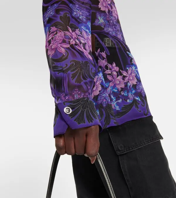 Versace Floral Silk Chiffon Shirt