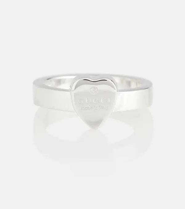 Gucci Heart Detail Sterling Ring - Silver