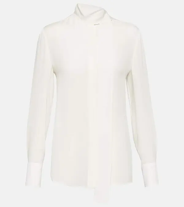 Valentino Garavani Tie-neck Silk Blouse - White