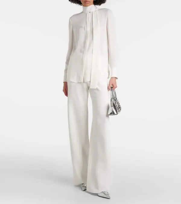 Valentino Garavani Tie-neck Silk Blouse - White