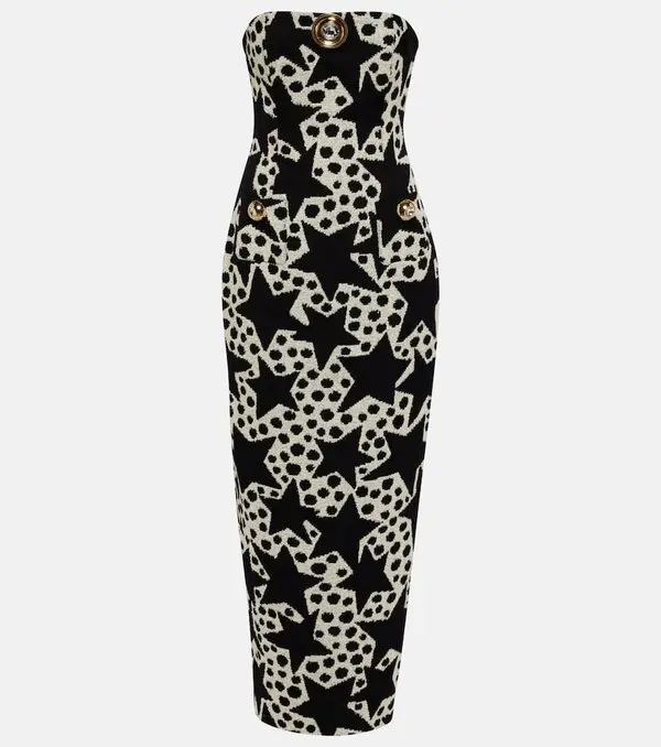 AREA Crystal-embellished Jacquard Maxi Dress - Multicoloured
